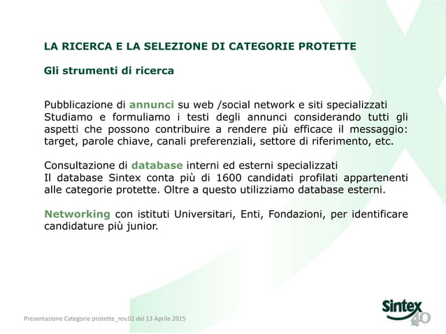 Categorie protette - Sintex | PPT
