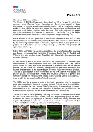 Press kit COMSA Corporación | PDF