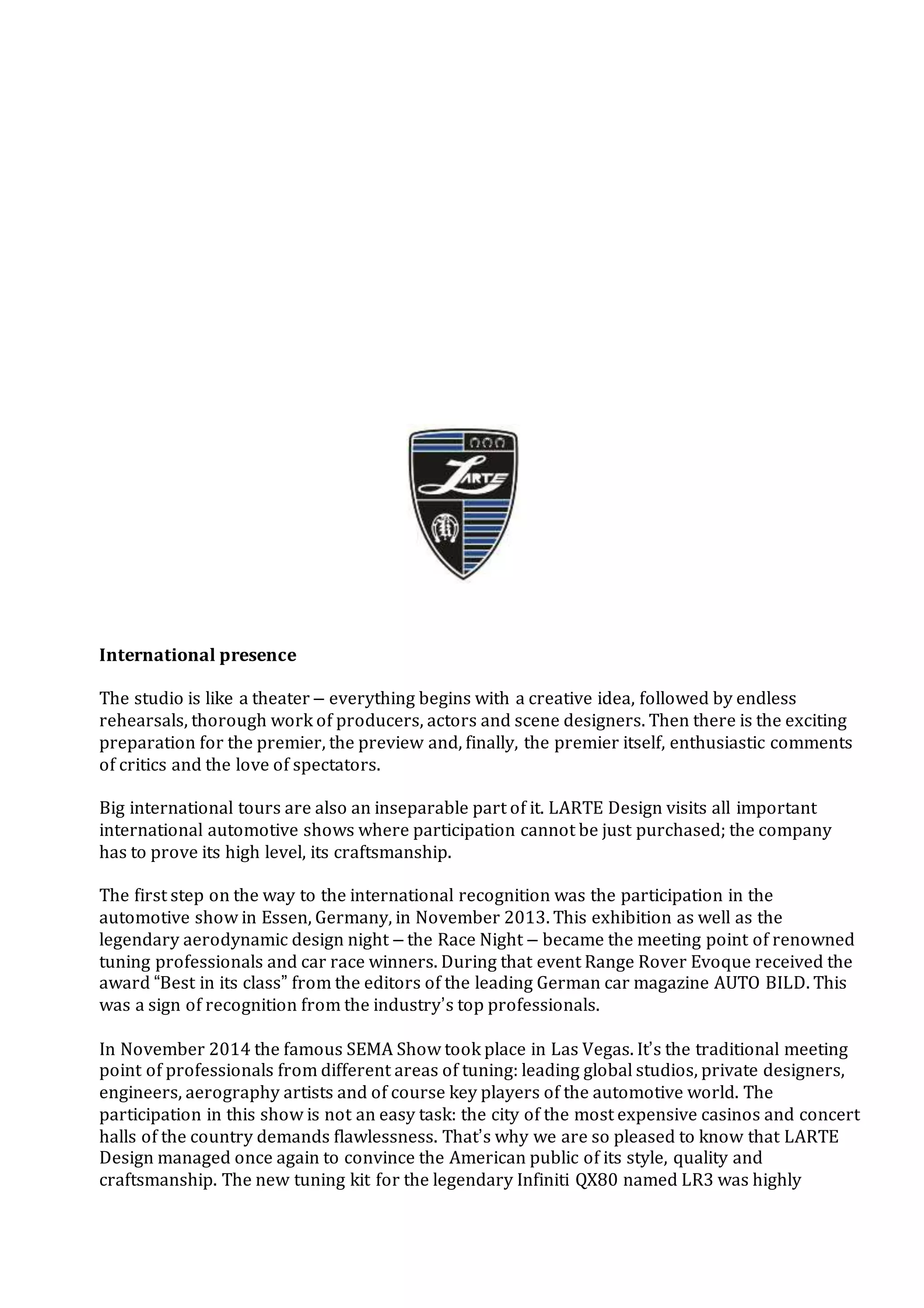 LARTE Design Press kit with infiniti Tuning kits_eng | DOCX