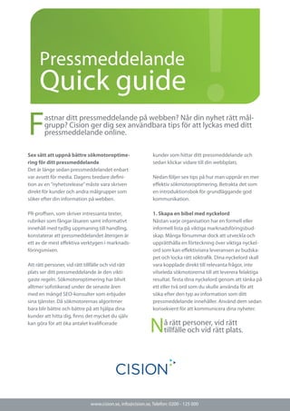 Pressmeddelande Quick Guide | PDF