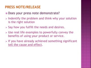 Press note and news article | PPT