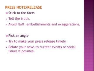 Press note and news article | PPT