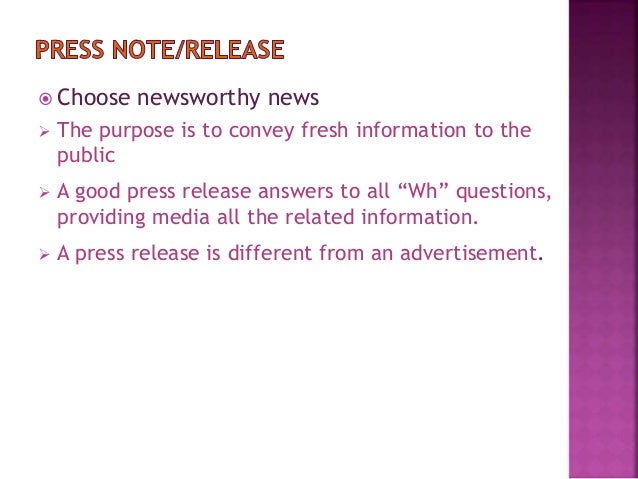 Press note and news article