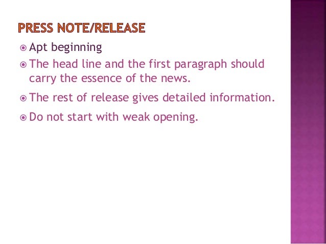 Press note and news article