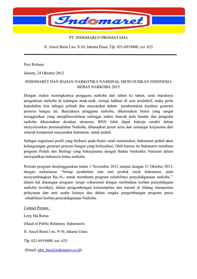 Press Release Indomaret Peduli dan Berbagi | PDF