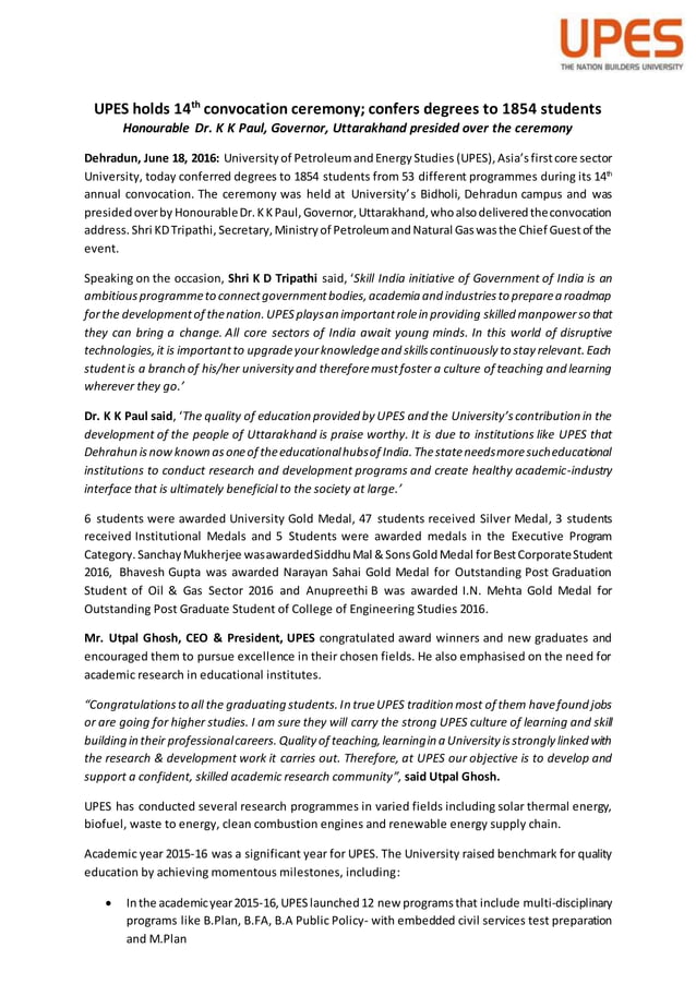 UPES 14th Convocation | PDF