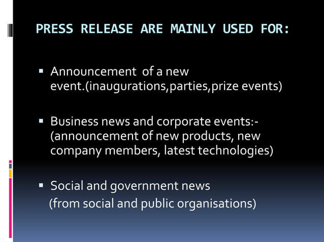 Media Management : Press release | PPT