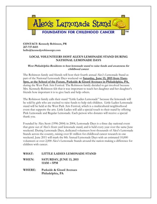 Alex's Lemonade Press Release | PDF