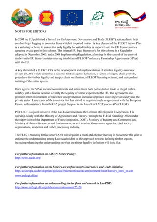Press release asean workshop on timber legality assurance en-final | DOC | Asia Travel | Travel ...