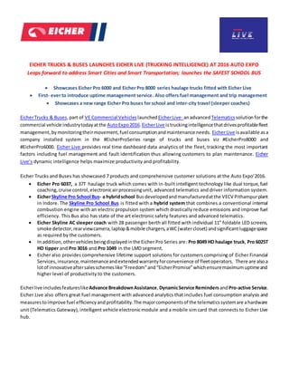Eicher at 2016 Auto Expo | DOCX