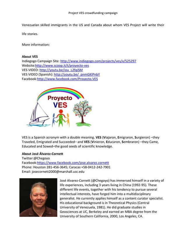 VES CROWDFUNDING PRESS RELEASE #1 | DOCX