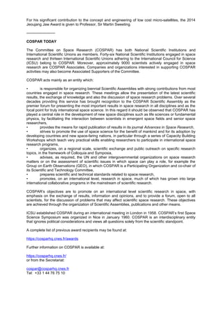 COSPAR Awards 2014 | PDF