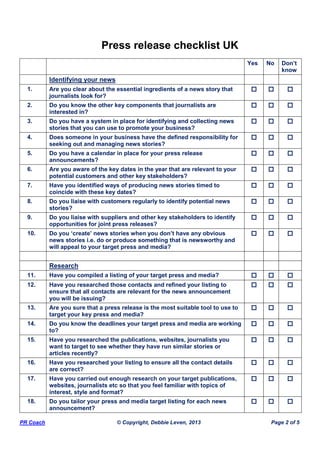 Press release checklist UK | PDF