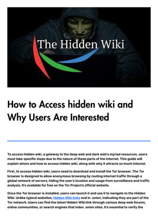 Why Users Are Checking About The hidden wiki link | PDF