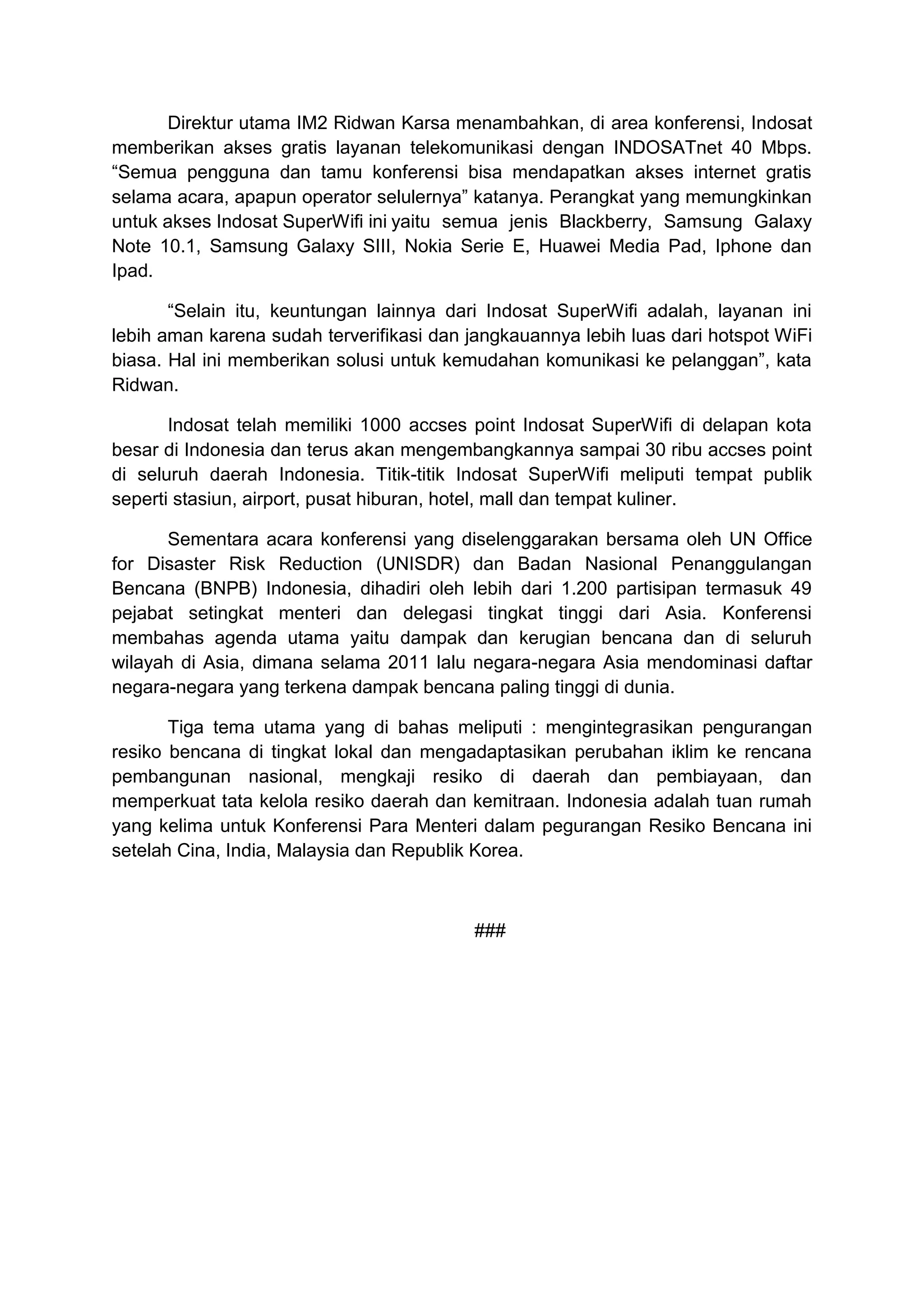 Press release indosat | DOCX