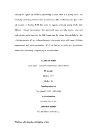 Spiel allein - London Contemporary Art Exhibition | PDF