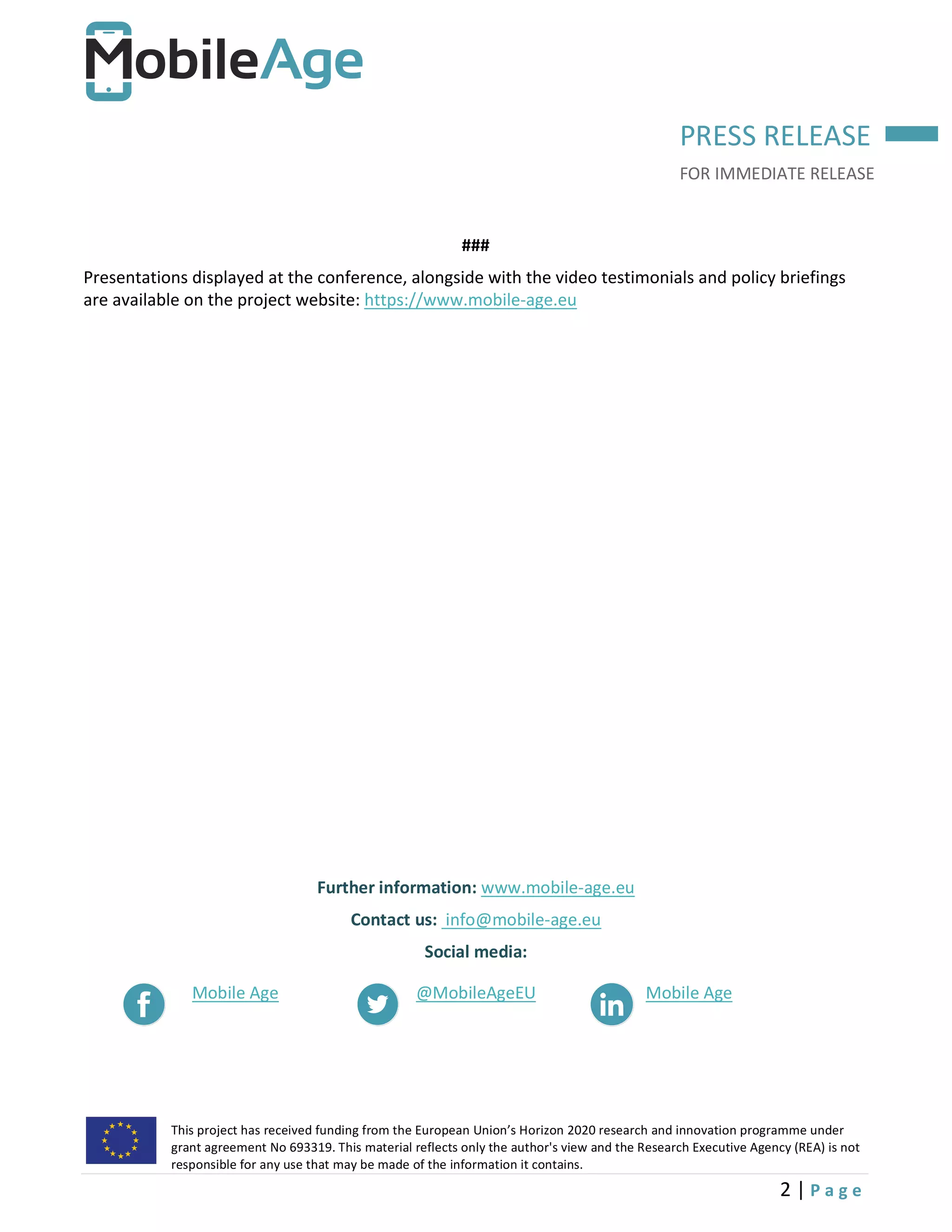 2nd Press Release - Mobile Age project | PDF