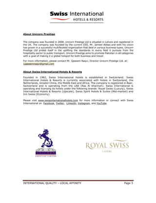 Swiss International enters Pakistan following the signing of the Royal ...