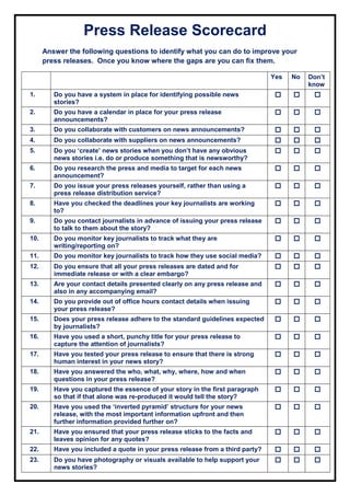 Press release scorecard | PPT