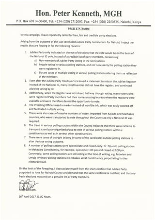 Peter Kenneth Press statement | PDF