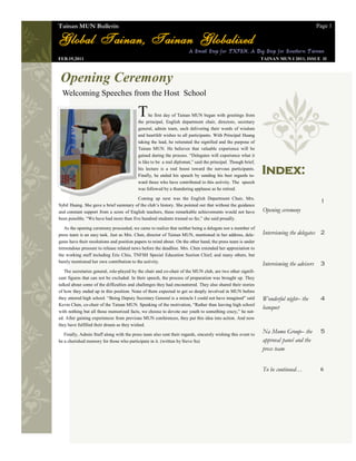 The Tainan MUN I Bulletin | PDF