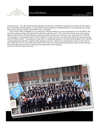 The Tainan MUN I Bulletin | PDF