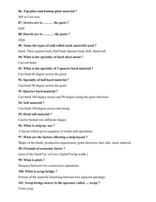 Mechanical Engineering Technical Interview Q & A_Press tools PDF | PDF