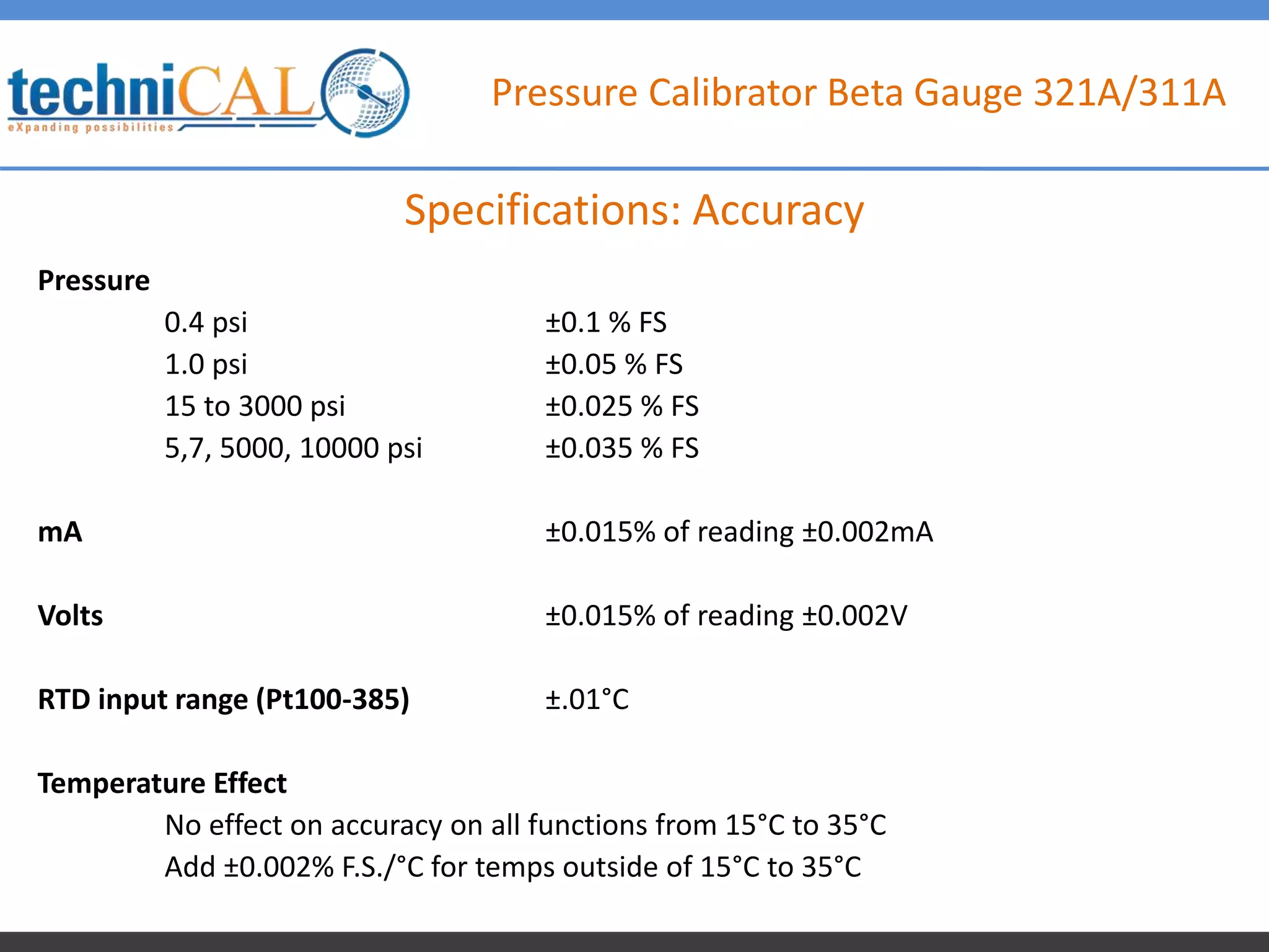 Pressure Calibrator Beta Gauge 321A/311A | PPTX