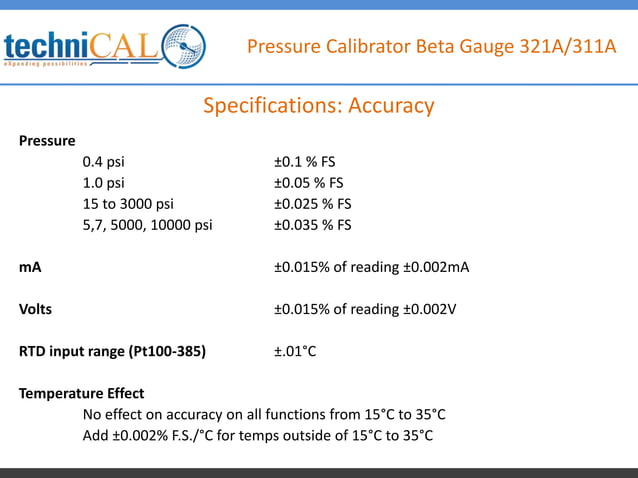 Pressure Calibrator Beta Gauge 321A/311A | PPTX