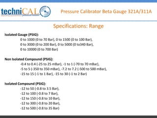 Pressure Calibrator Beta Gauge 321A/311A | PPTX