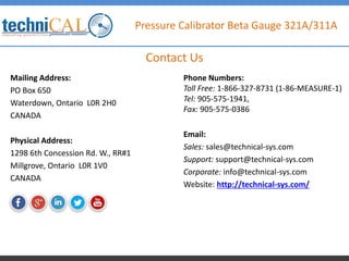 Pressure Calibrator Beta Gauge 321A/311A | PPTX