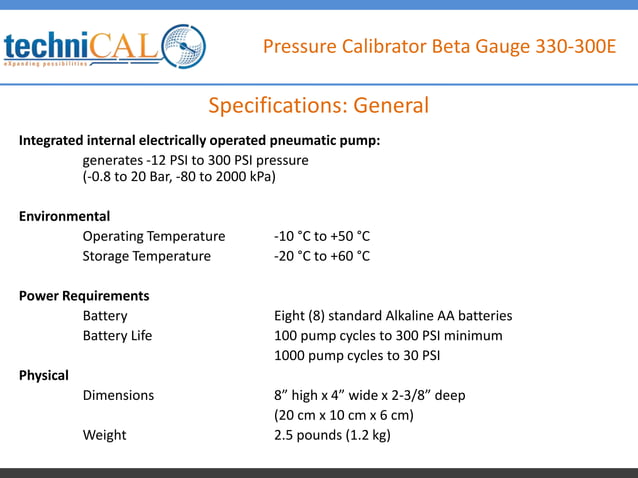 Pressure calibrator-beta gauge-330-300e | PPT
