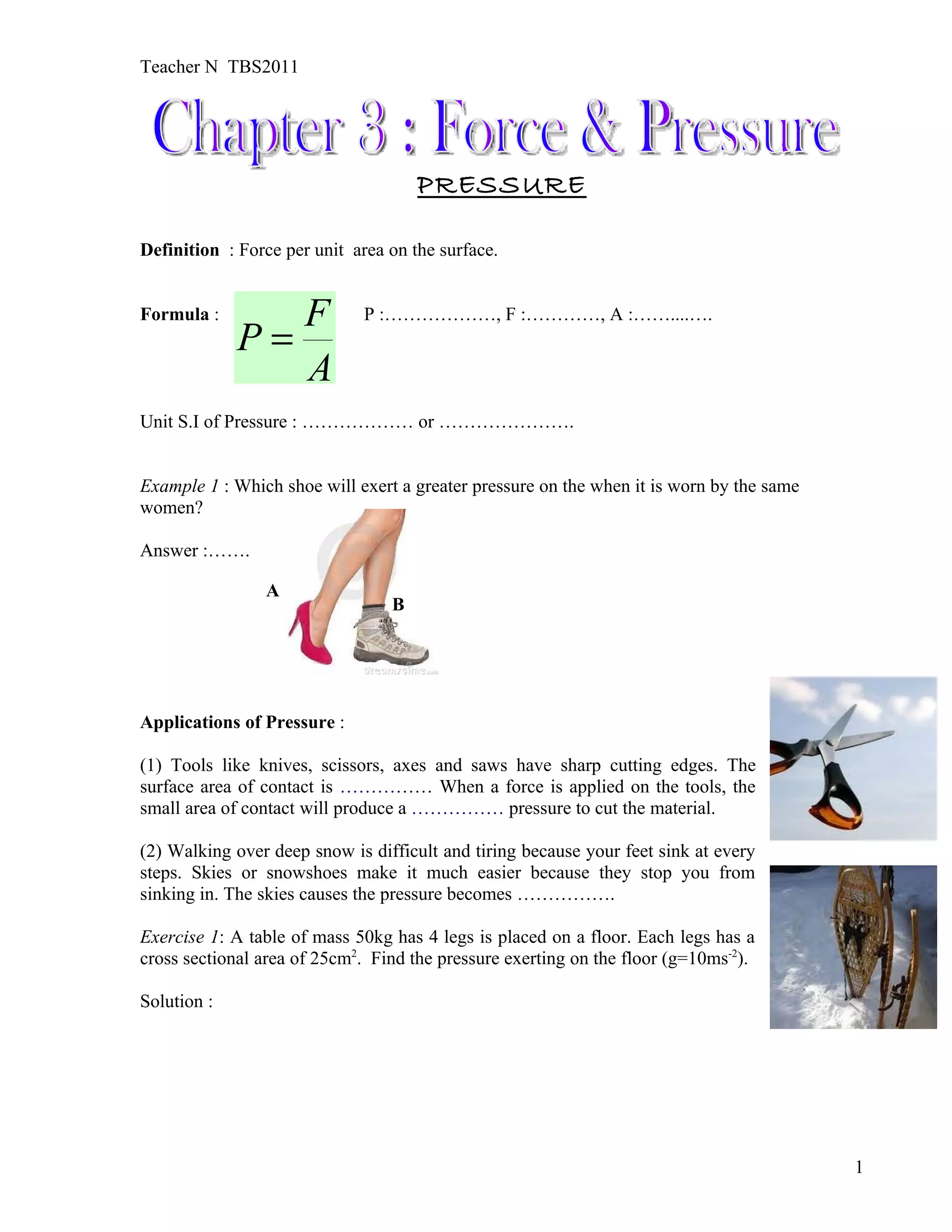 Pressure and Pressure in Liquids | PDF