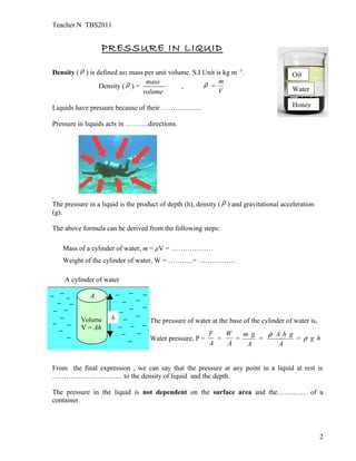 Pressure and Pressure in Liquids | DOC