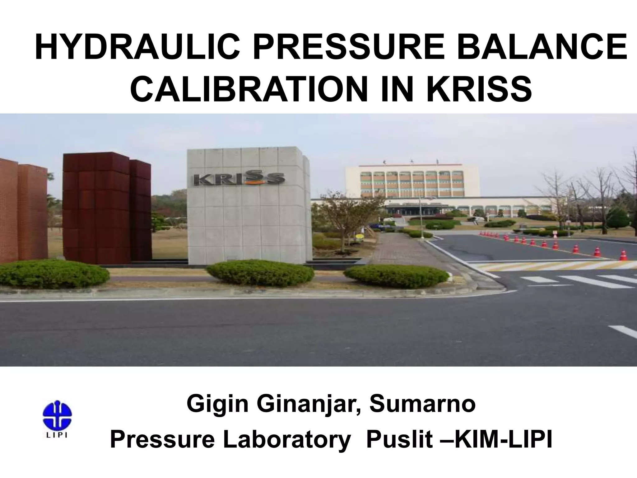 Pressure balance calibration in kriss | PPT