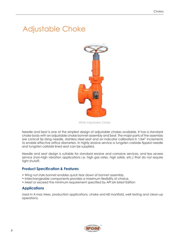 Pressure Balanced Adjustable Chokes - Worldwide Oilfield Machine | PDF