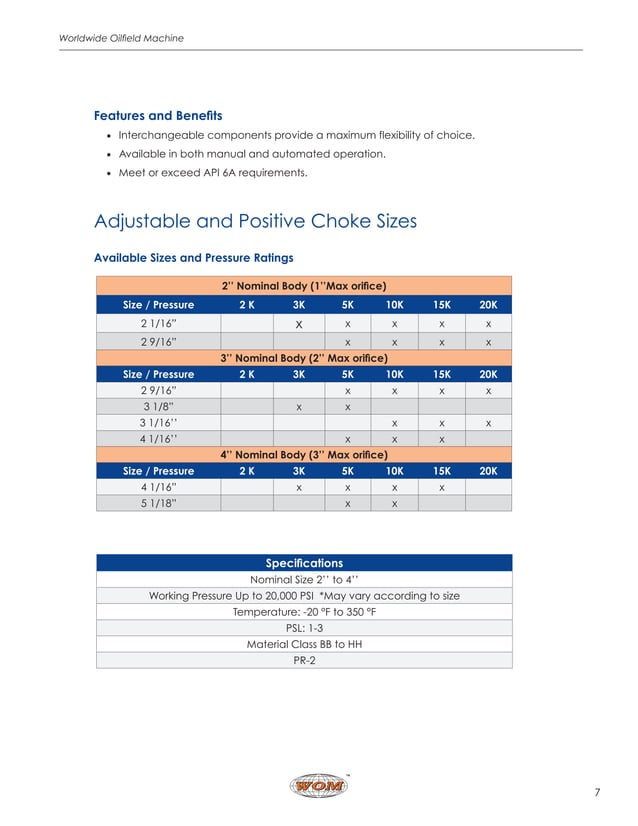 Pressure Balanced Adjustable Chokes - Worldwide Oilfield Machine | PDF