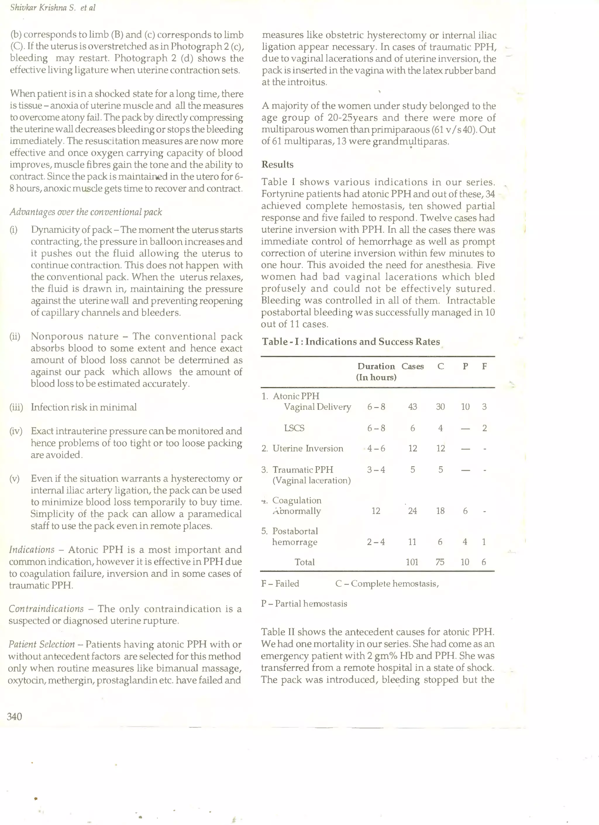PPH, Pressure Balloon Therapy in Uncontrolled Obstetrical Hemorrhage | PDF