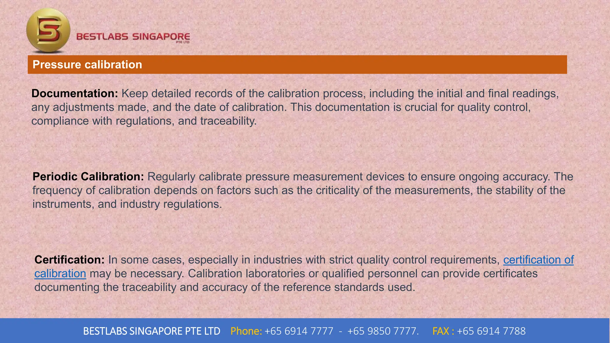 Pressure Calibration Laboratory in Singapore | PPTX