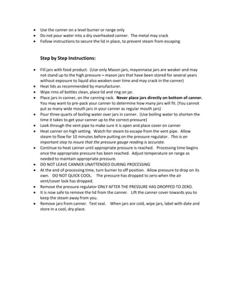 Pressure Canning Basics | DOCX