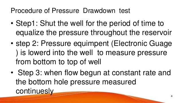 Pressure draw down test