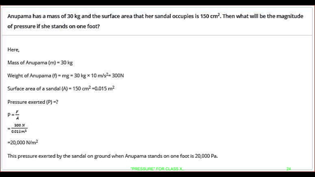 "PRESSURE" NEB 10th.. | PPTX | Physics | Science