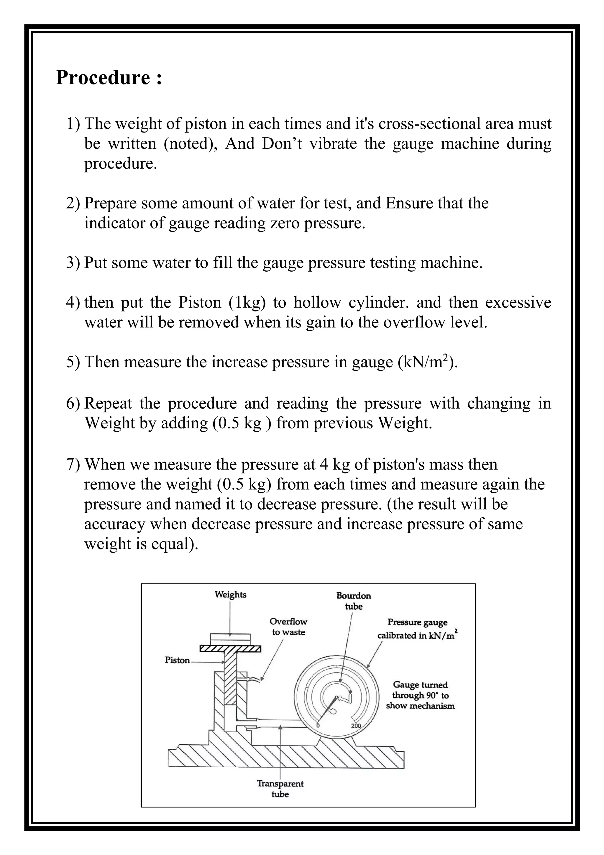Pressure Measurement by Weight and Bourdon Gauge | Jameel Academy | PDF