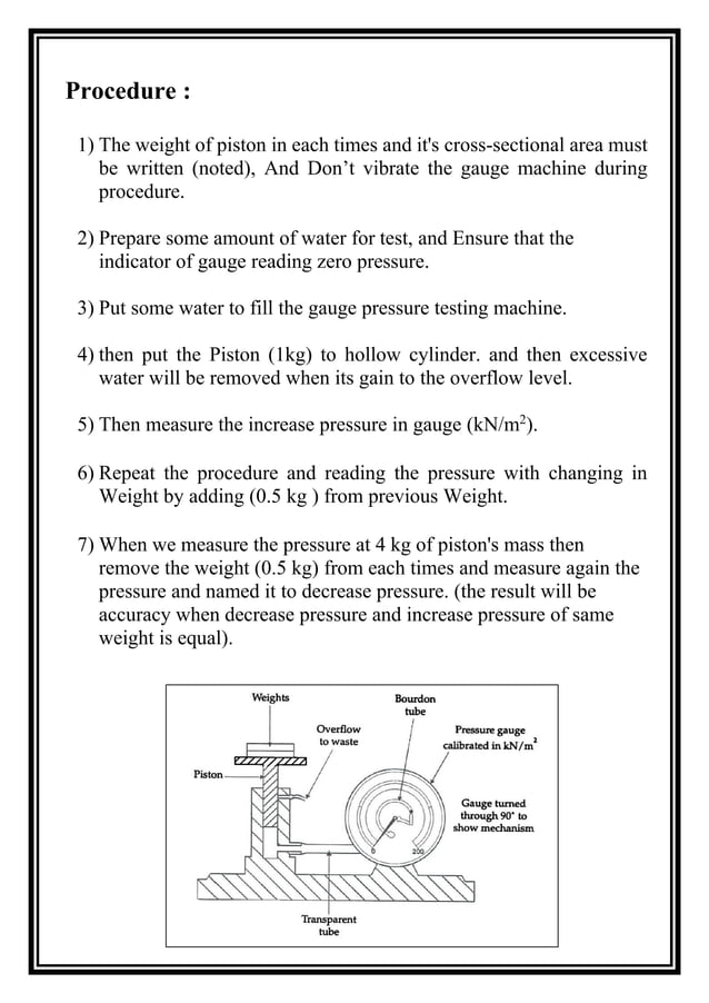 Pressure Measurement by Weight and Bourdon Gauge | Jameel Academy | PDF ...