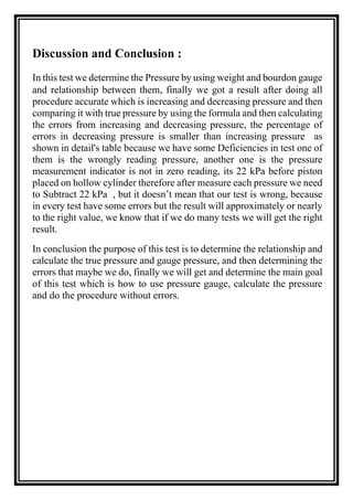 Pressure Measurement by Weight and Bourdon Gauge | Jameel Academy | PDF
