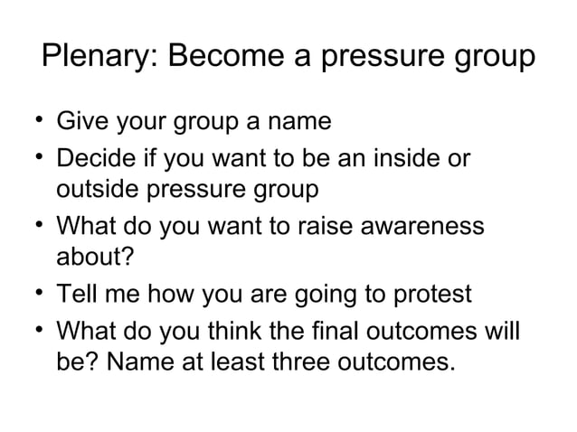 Pressure groups lesson 2 or 3 | PPT