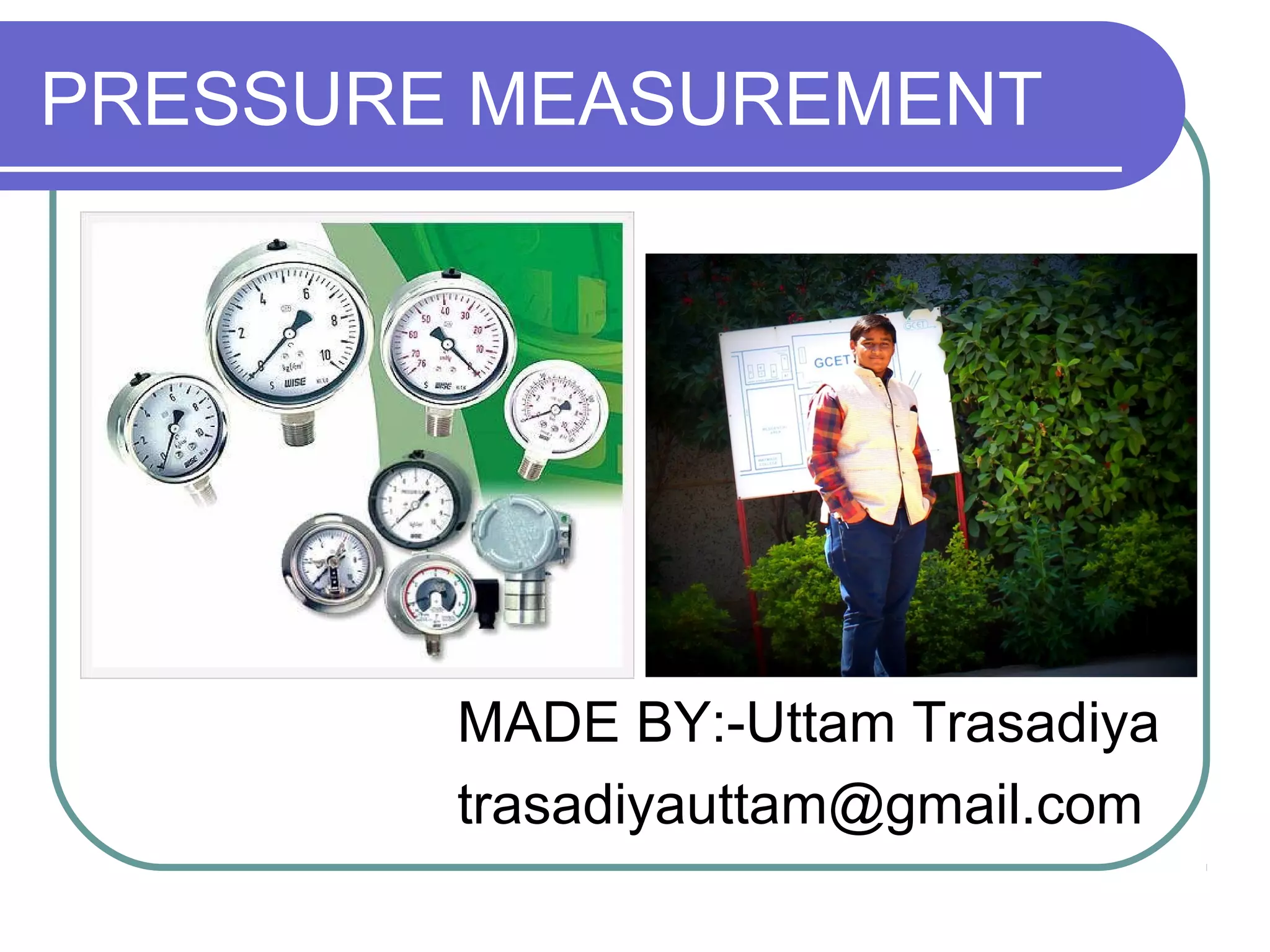 Pressure measurement | PPT | Physics | Science