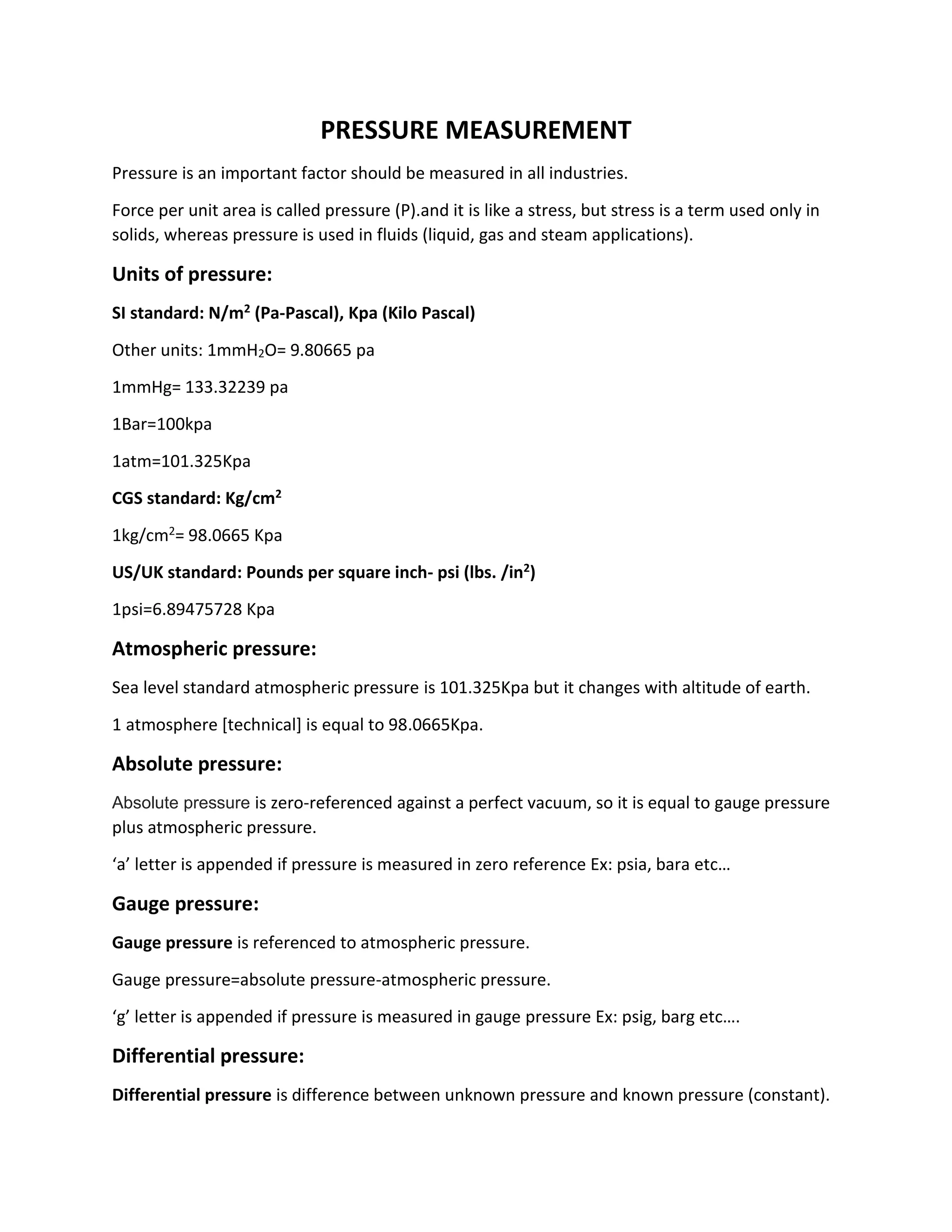 Pressure measurement | PDF