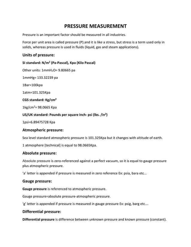 Pressure measurement | PDF