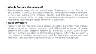 Pressure measurement includes measuring instruments for pressure .pptx